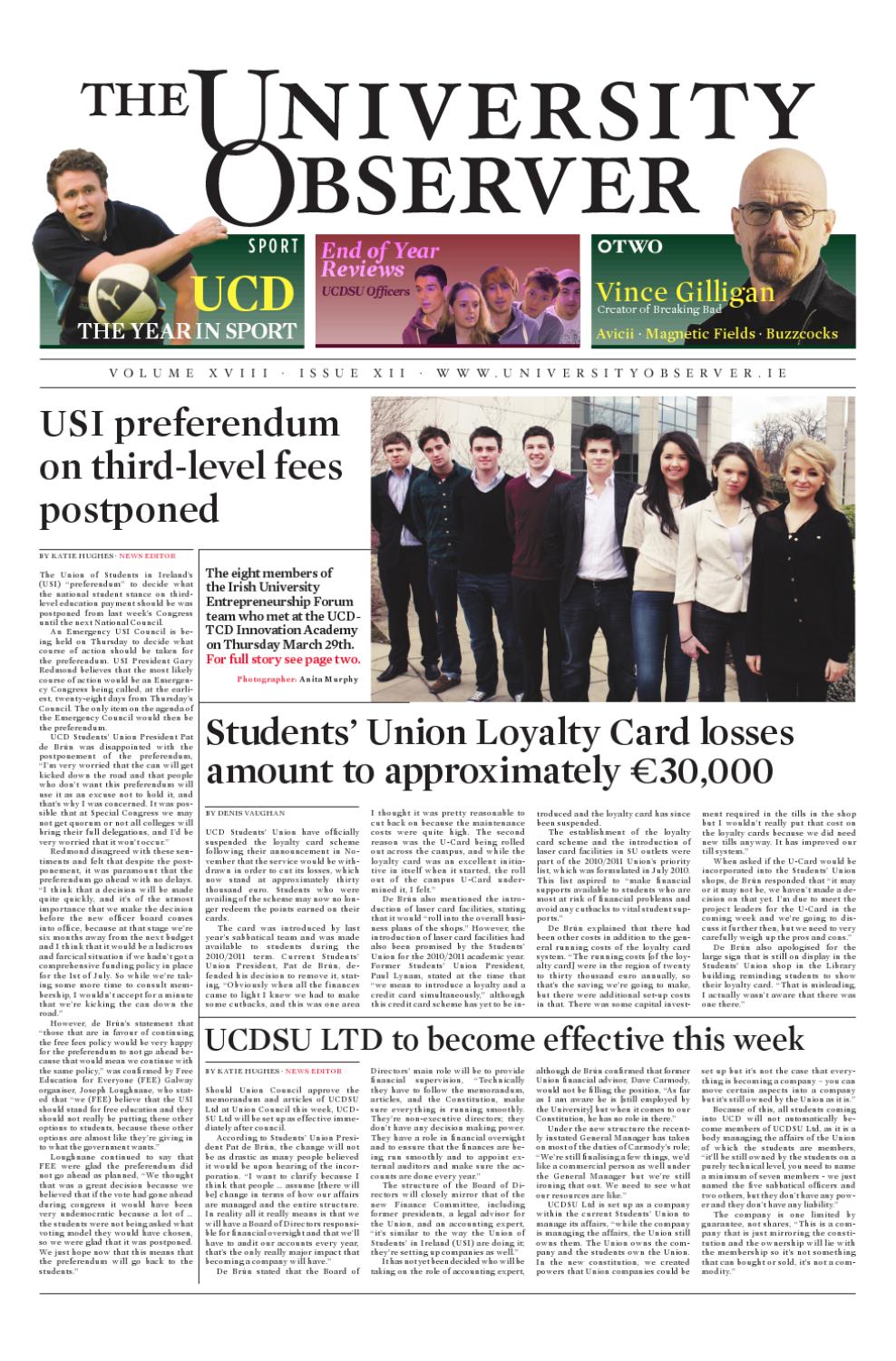 University Observer, Volume XVIII - Issue 12 by The University Observer ...