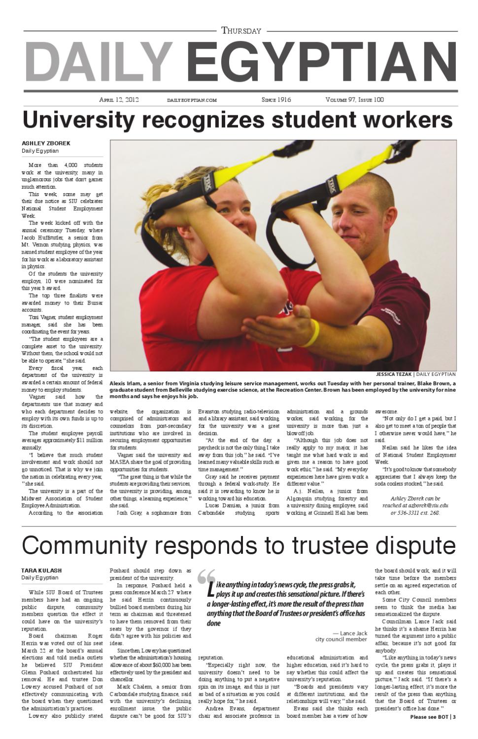 Daily Egyptian for 4/12/12 by Daily Egyptian - Issuu