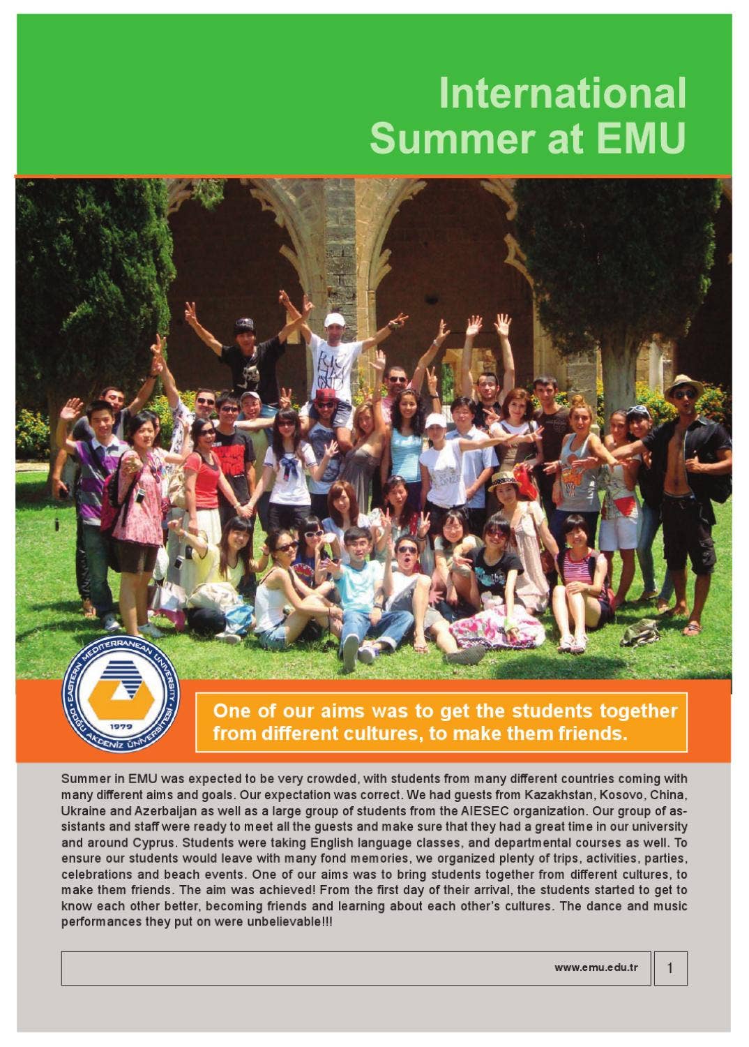 EMU Summer Brochure by Eastern Mediterranean University - Issuu