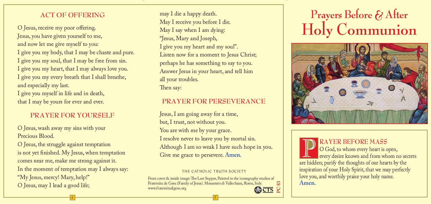 PC 83 - Prayers before after Communion Prayer Card by Catholic Truth ...
