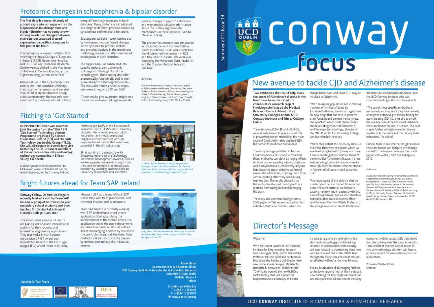 Conway Focus Issue 14 Summer 2011 by UCD Conway Institute - Issuu