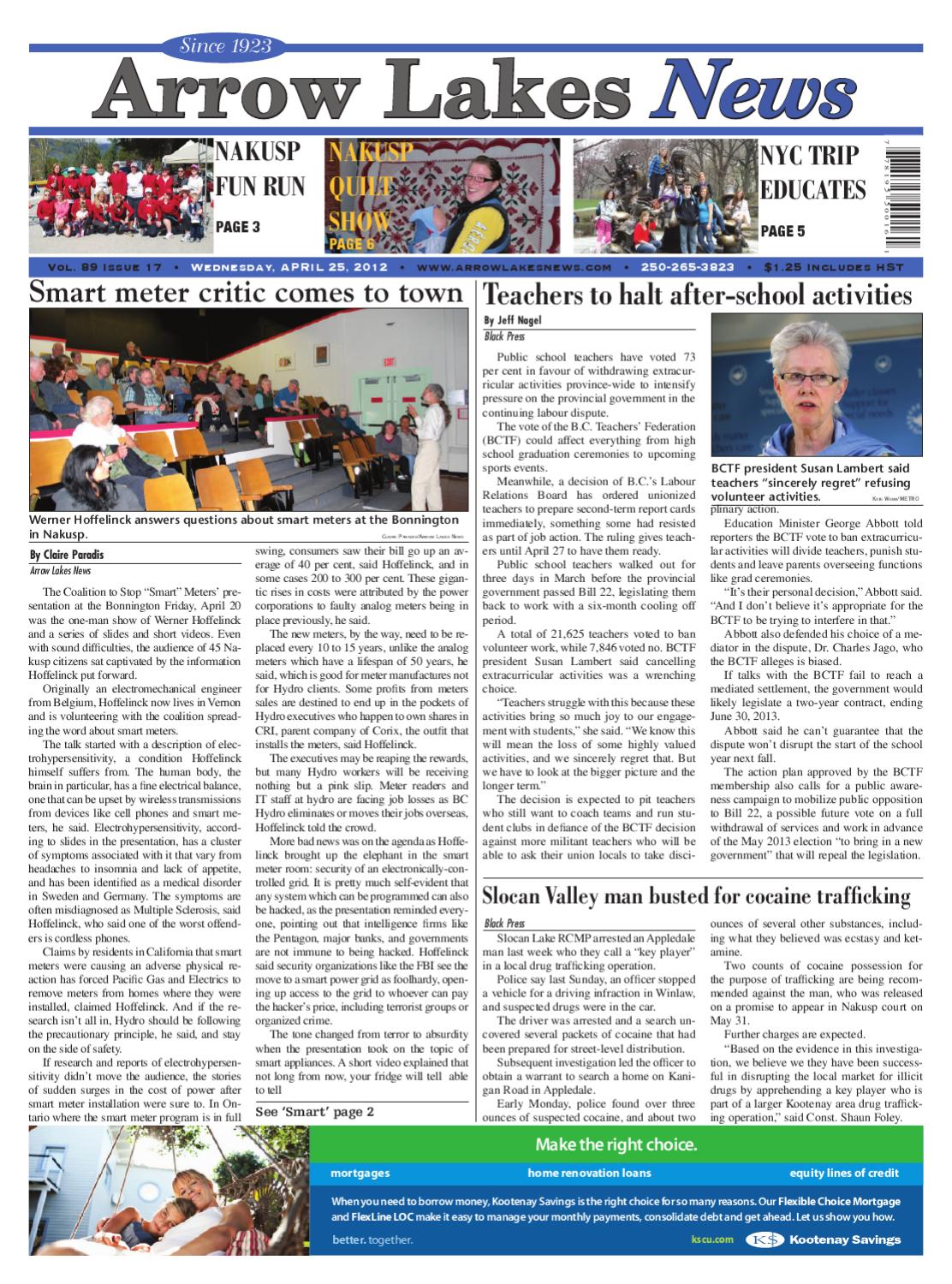 Arrow Lakes News, April 25, 2012 by Black Press Media Group - Issuu