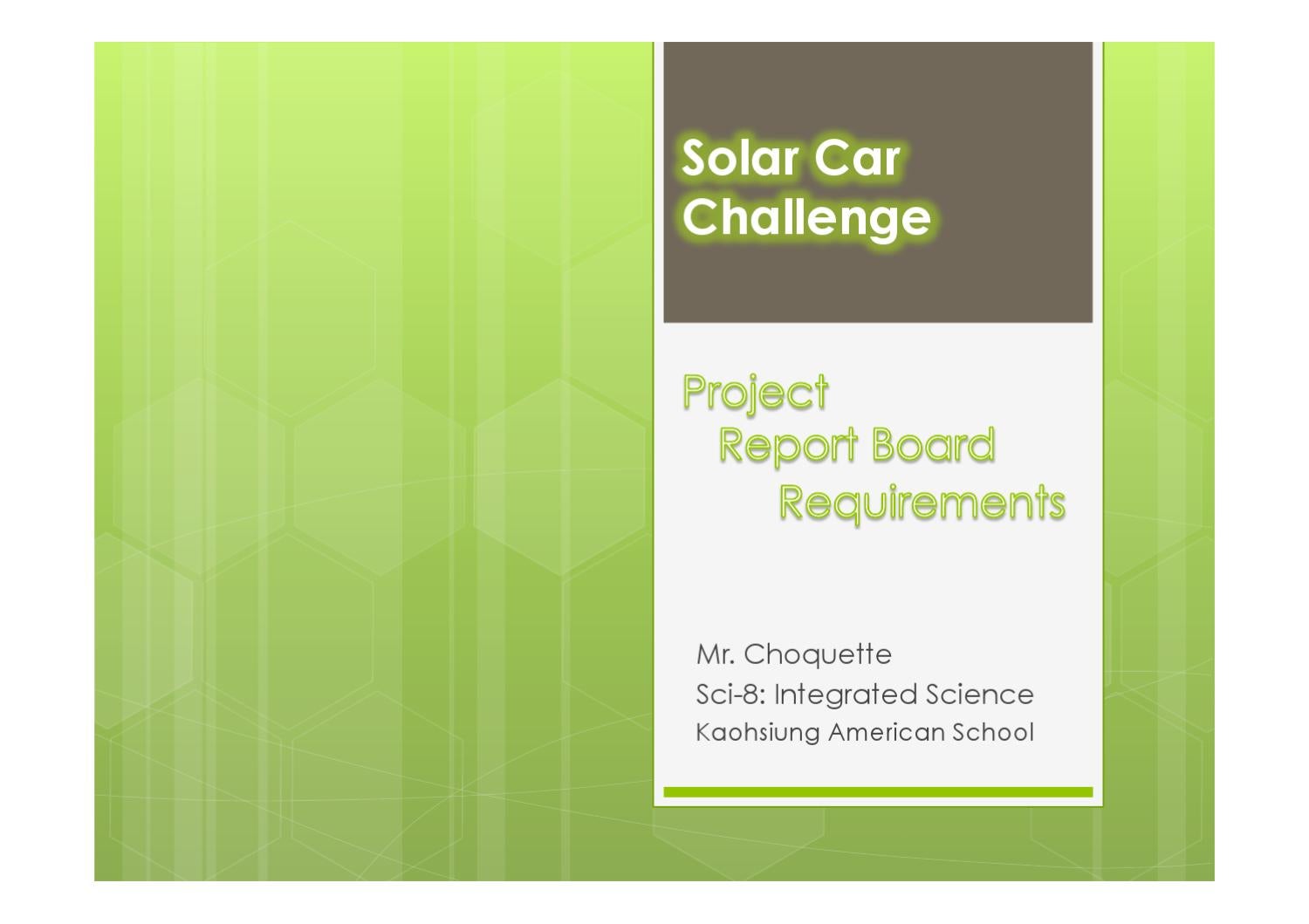 Solar Car Challenge Project Board Requirements by Christian Choquette ...