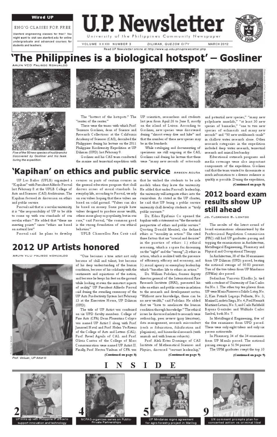 UP Newsletter March 2012 by University of the Philippines - Issuu