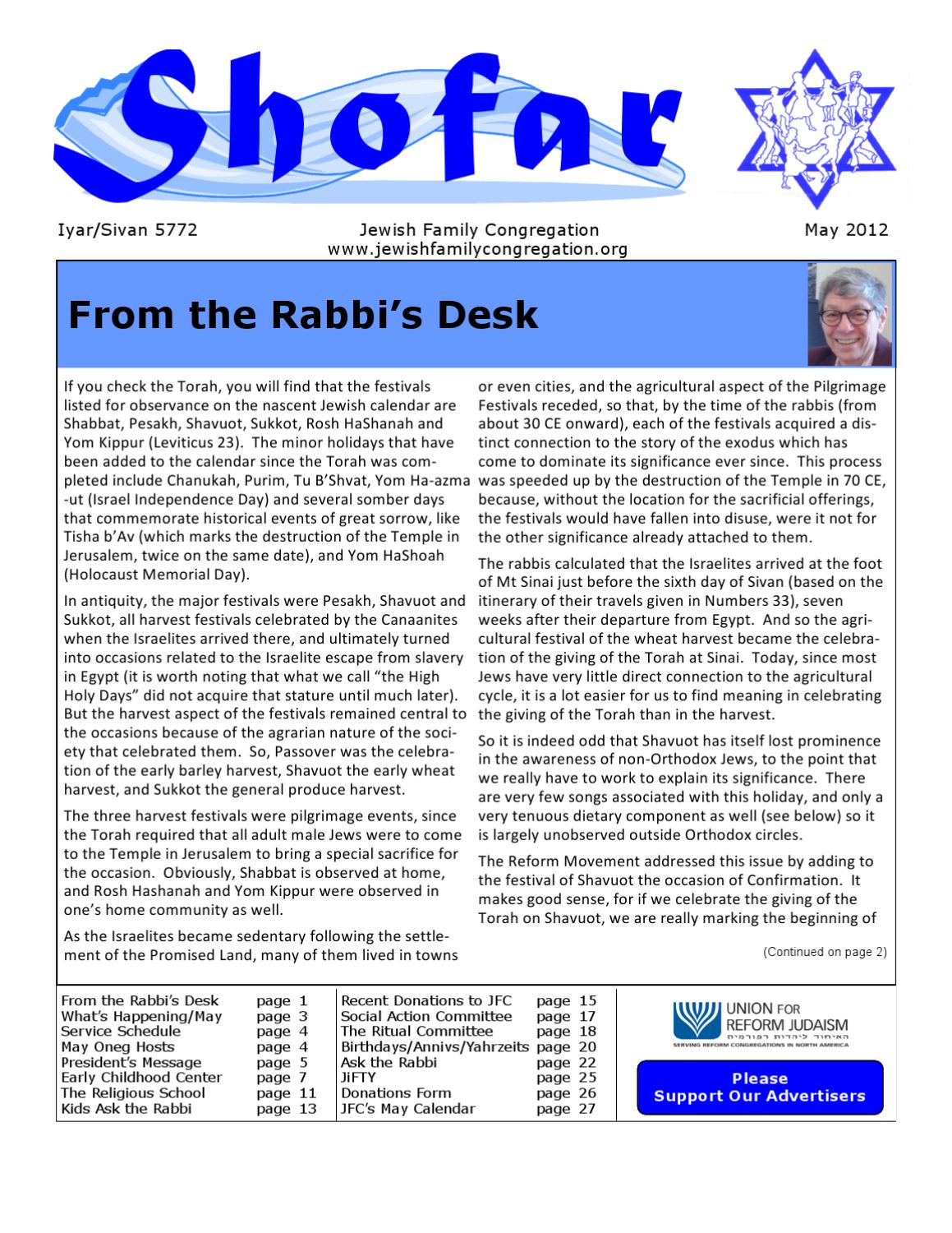 Shofar - May/June 2012 - Iyar/Sivan 5772 by Otir - Issuu