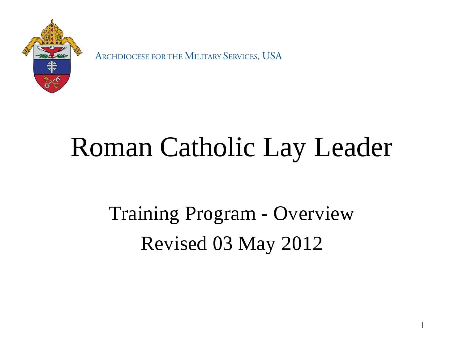 AMS Lay Leader Overview Training by Archdiocese for the Military ...