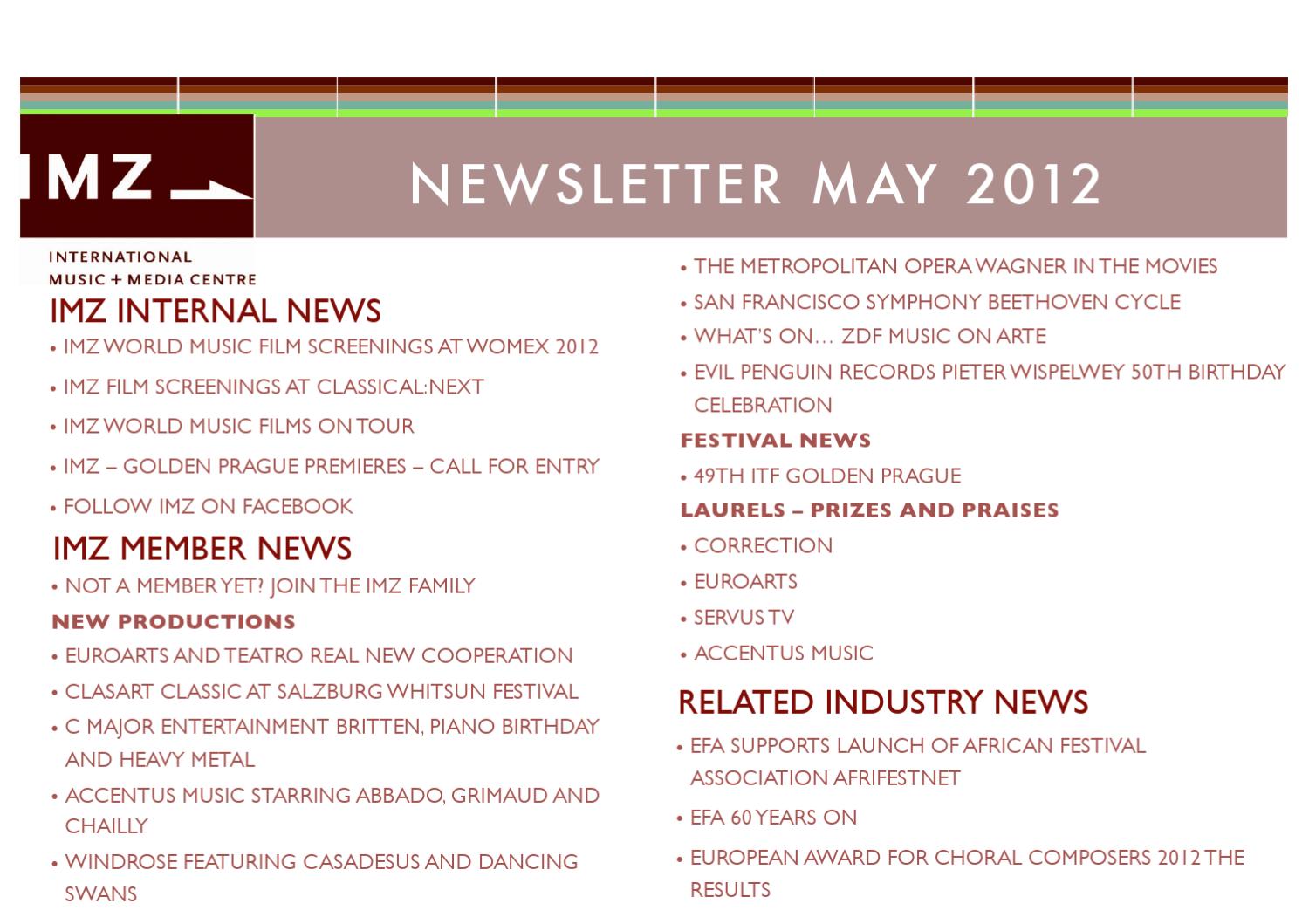 IMZ Newsletter May 2012 as PDF by IMZ International Music + Media ...