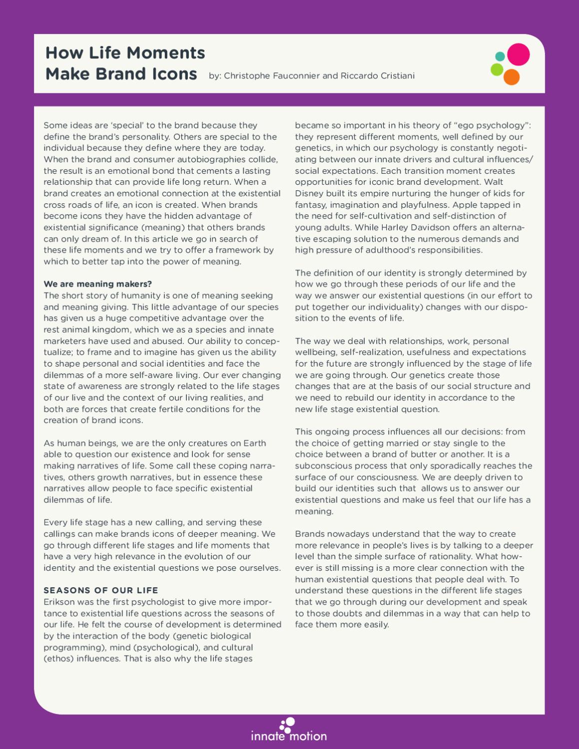 How life moments create brand icons by innate motion - Issuu