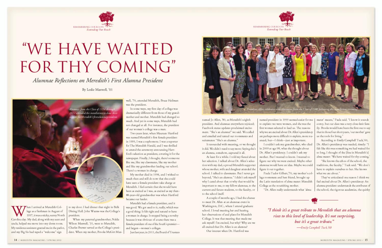 Meredith Magazine - Spring 2012 by Meredith College - Issuu