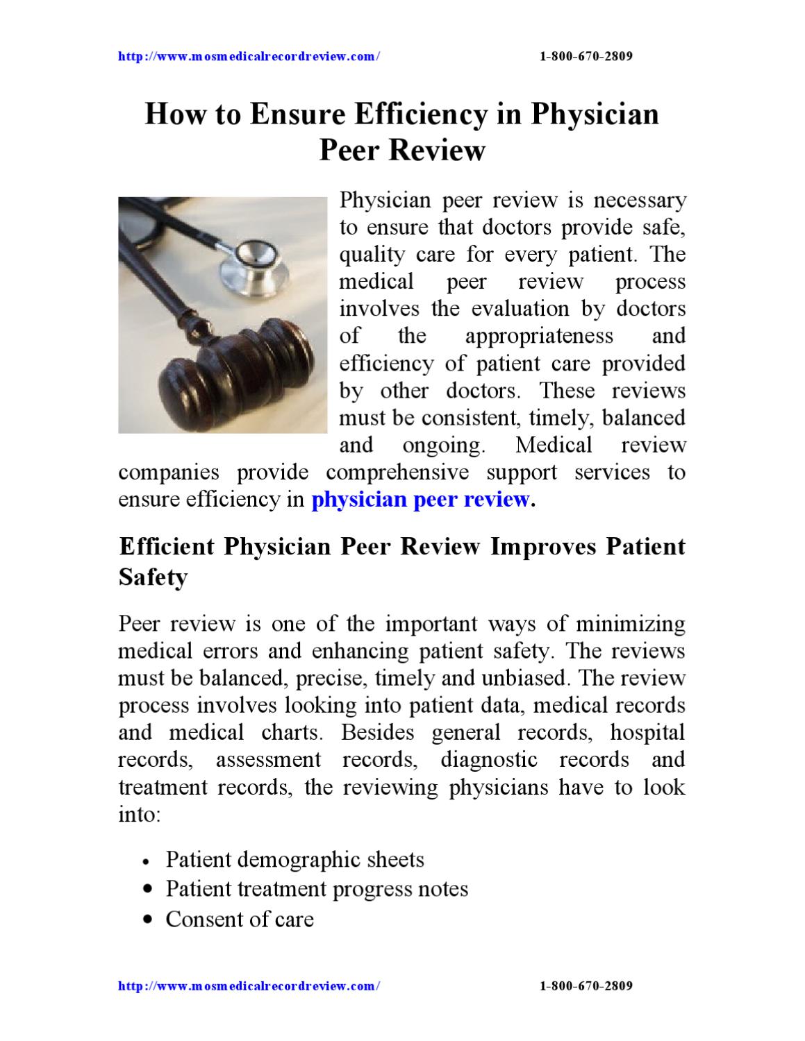 How to Ensure Efficiency in Physician Peer Review by MOS Medical ...