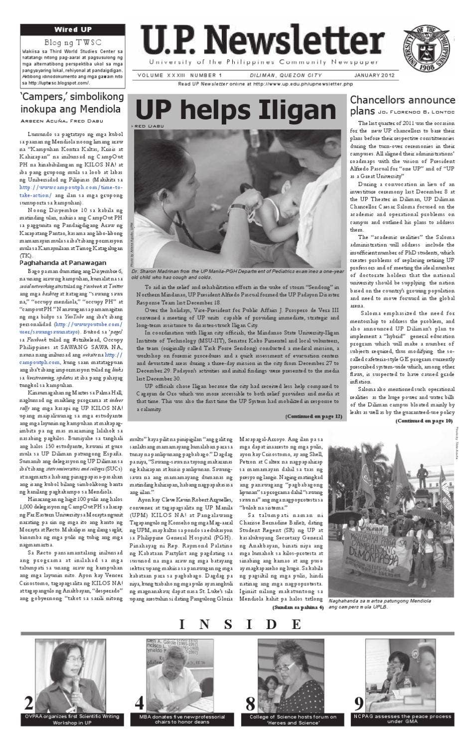 UP Newsletter January 2012 by University of the Philippines - Issuu