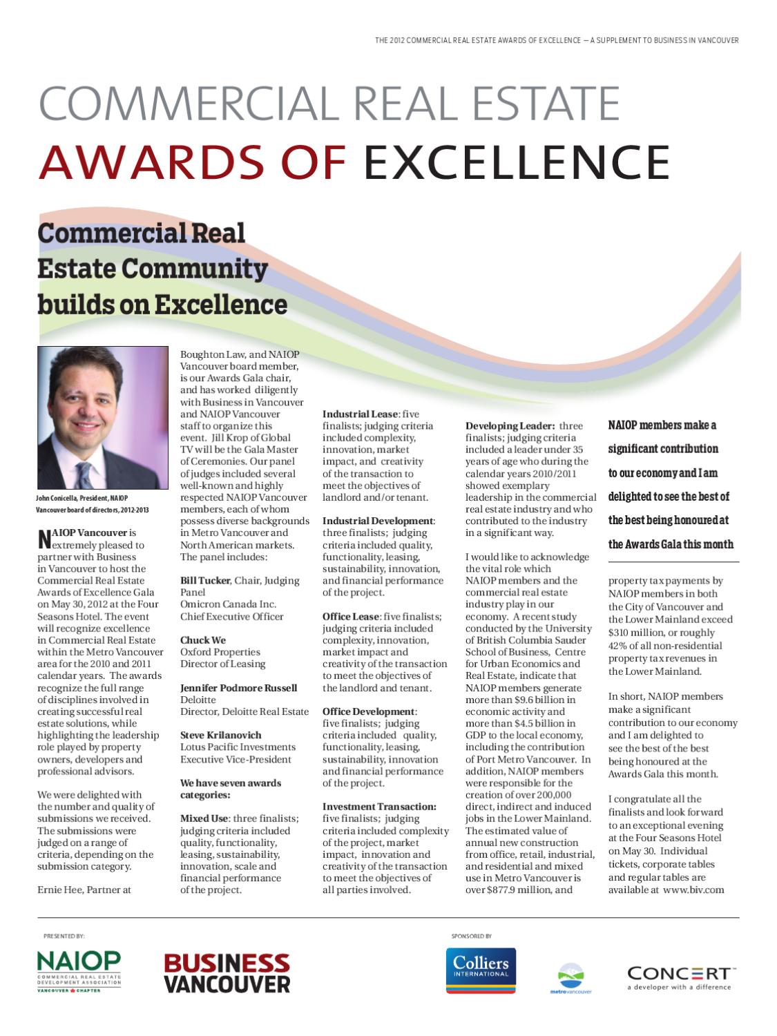 Commercial Real Estate Awards of Excellence 2012 by GLACIER MEDIA ...