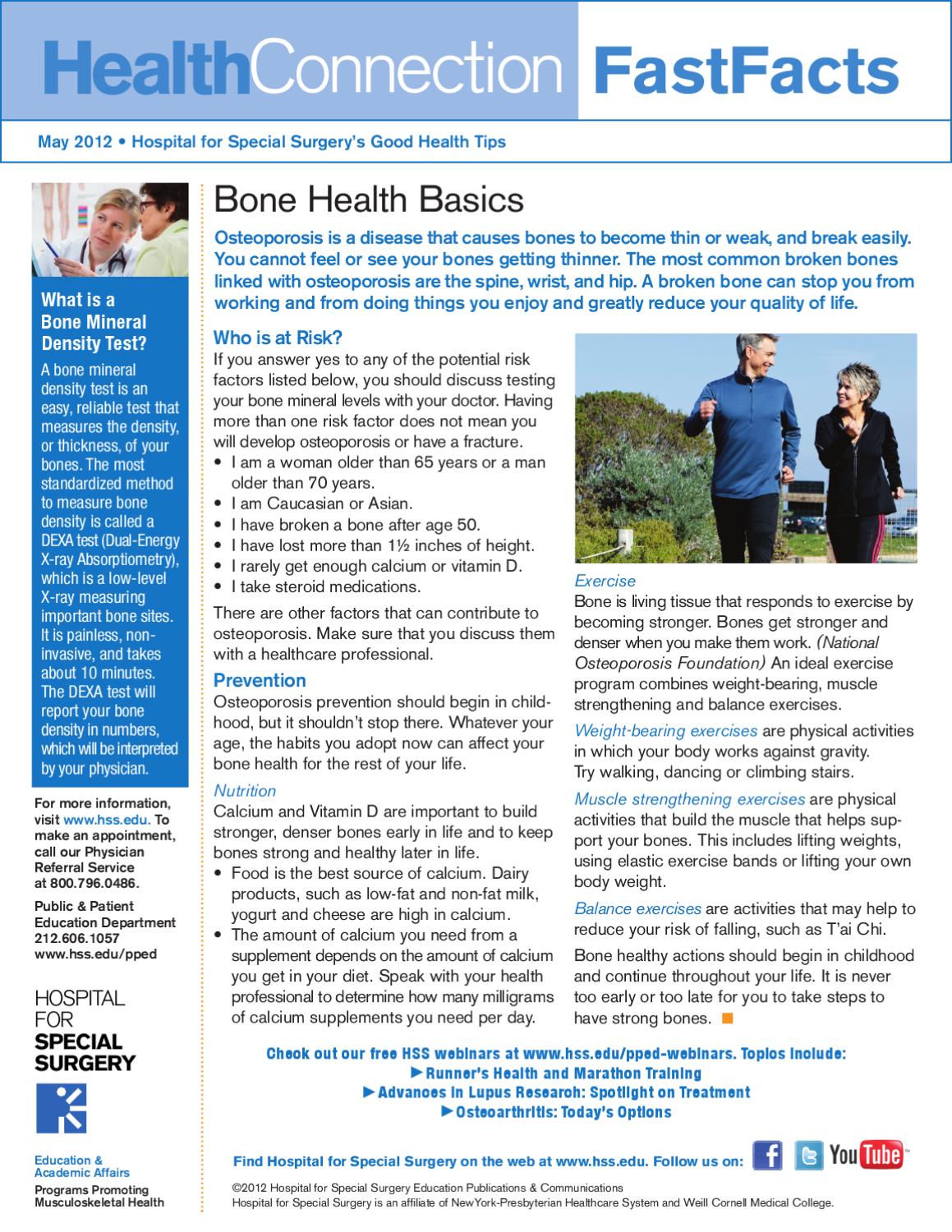 HealthConnection FastFacts: Bone Health Basics by Hospital for Special ...
