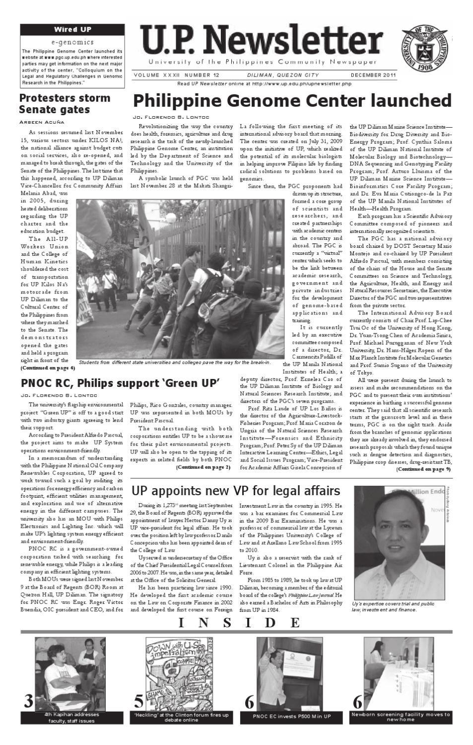 UP Newsletter December 2011 by University of the Philippines - Issuu