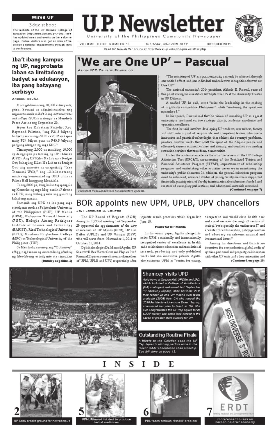 UP Newsletter October 2011 by University of the Philippines - Issuu
