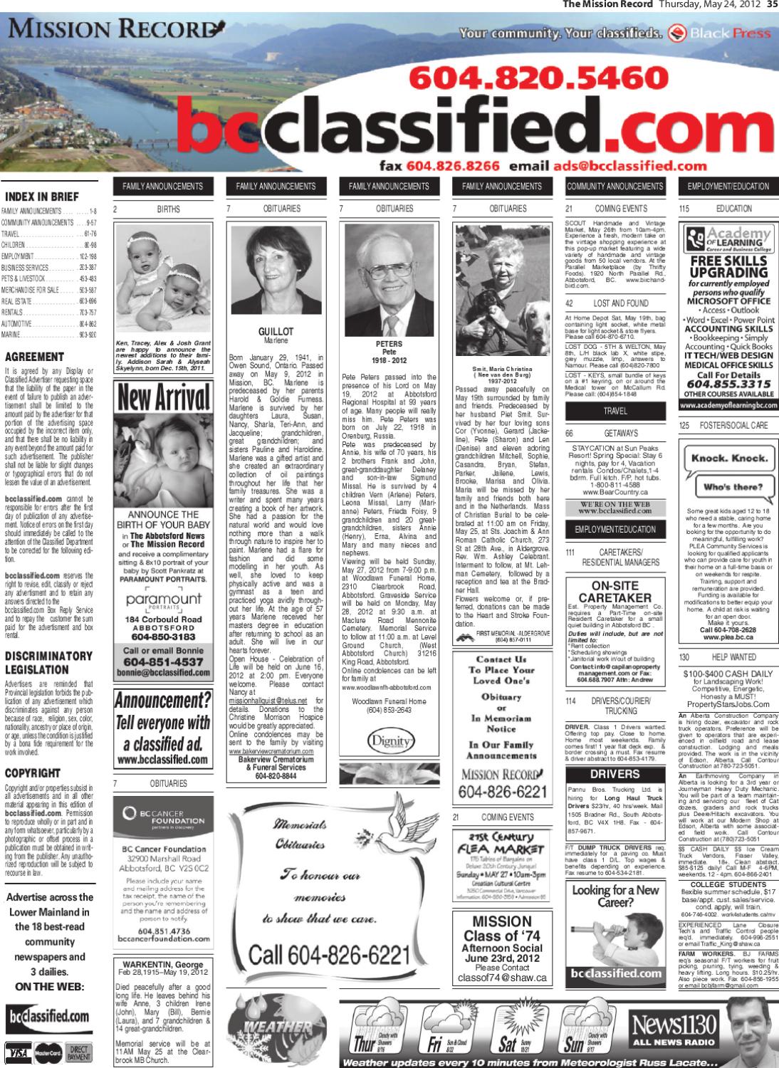 Mission City Record, May 24, 2012 by Black Press Media Group - Issuu