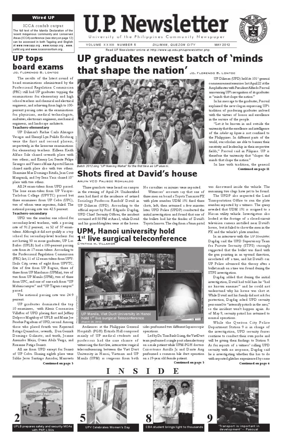 UP Newsletter May 2012 by University of the Philippines - Issuu