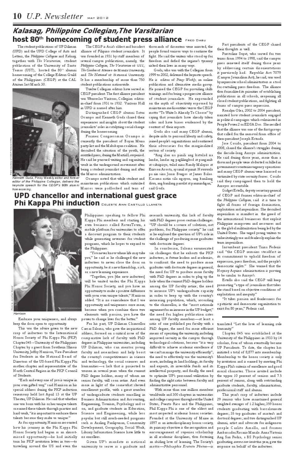 UP Newsletter May 2012 by University of the Philippines - Issuu