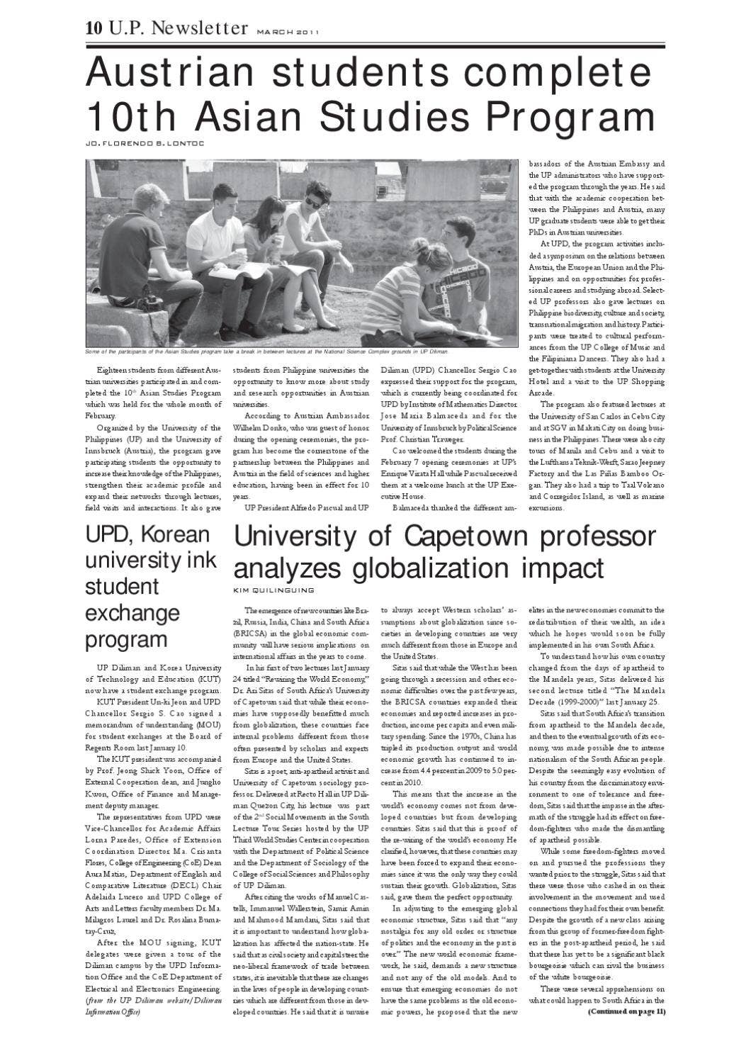UP Newsletter March 2011 by University of the Philippines - Issuu