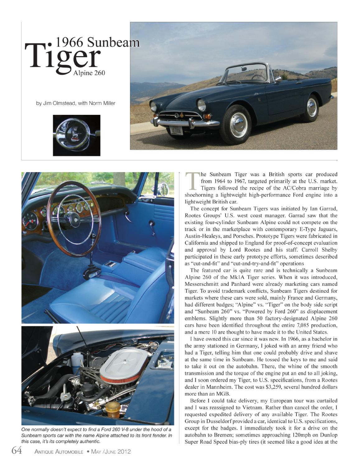 1966 Sunbeam Tiger Alpine 260 by Beeline Design, Inc. - Issuu