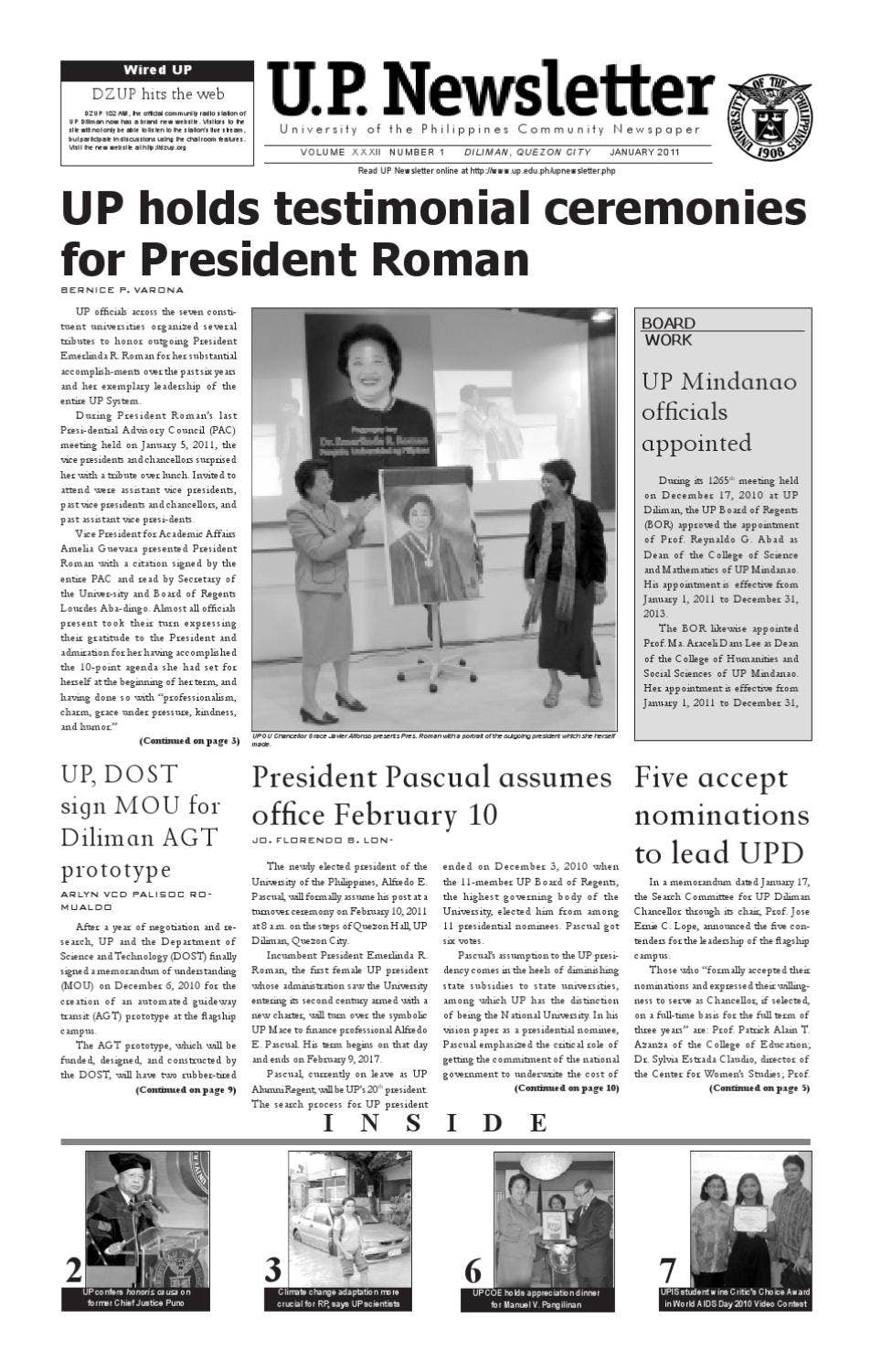 UP Newsletter January 2011 by University of the Philippines - Issuu