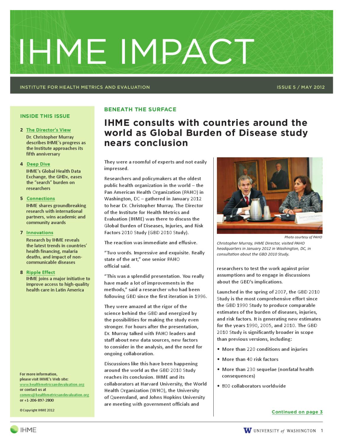 IHME Impact May 2012 by Institute for Health Metrics and Evaluation - Issuu