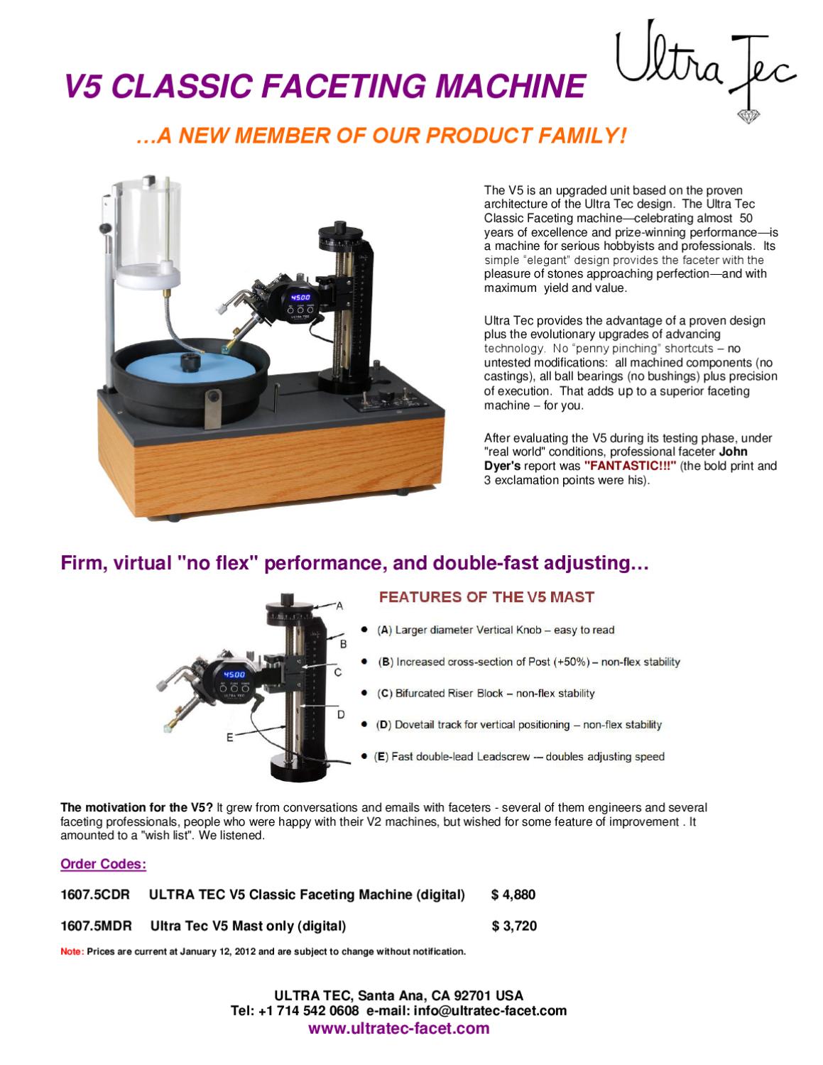 V5 Faceting MAchine from ULTRA TEC by ULTRA TEC - Issuu