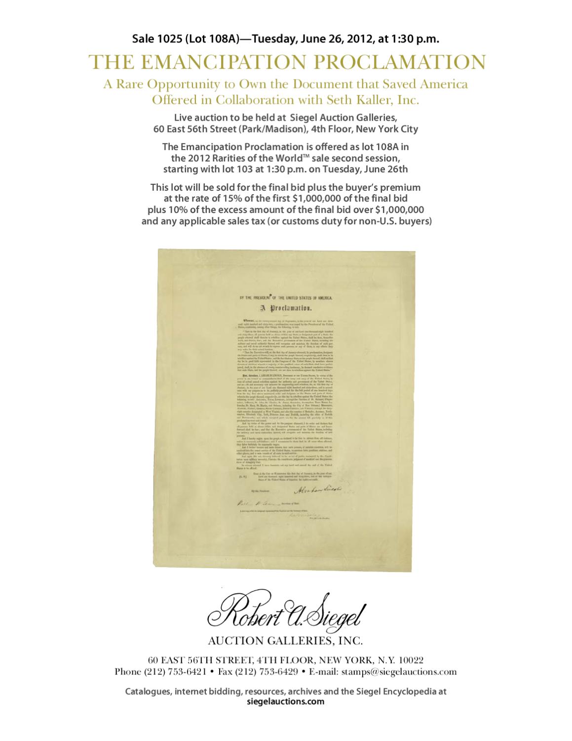 The Emancipation Proclamation by Seth Kaller - Issuu