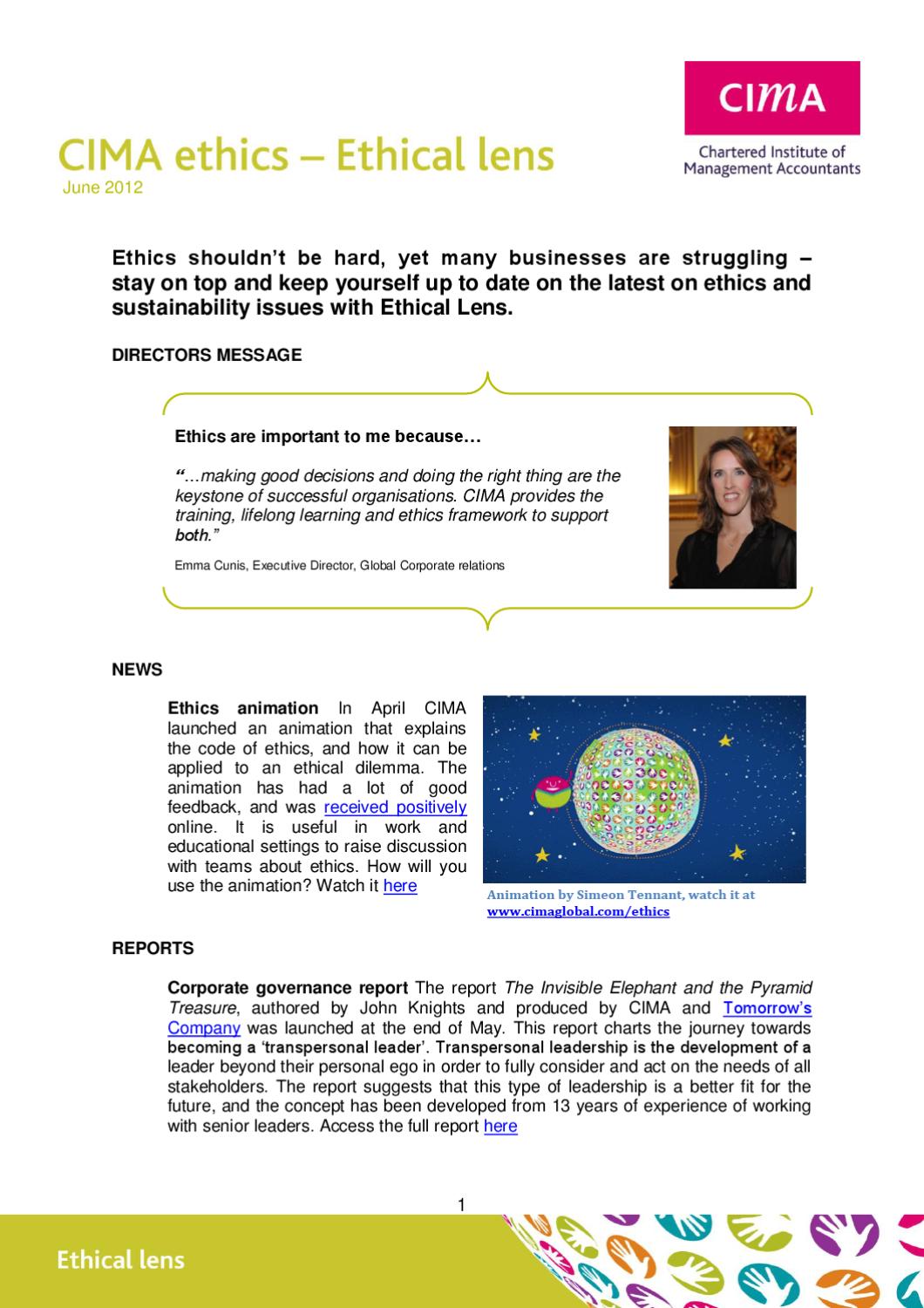 Ethical Lens June 2012 by Chartered Institute of Management Accountants ...