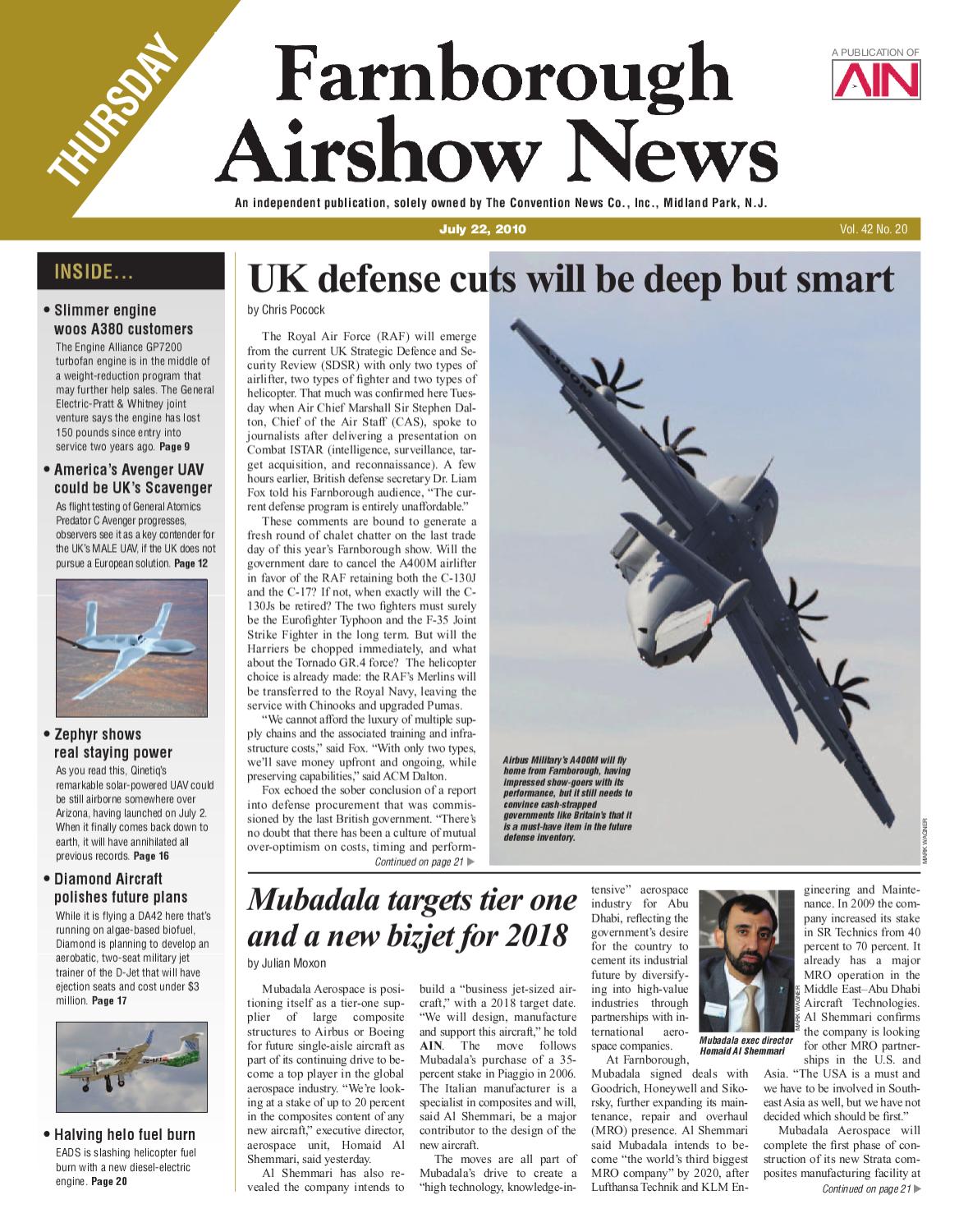 Farnborough Airshow News 7-22-10 by Aviation International News - Issuu