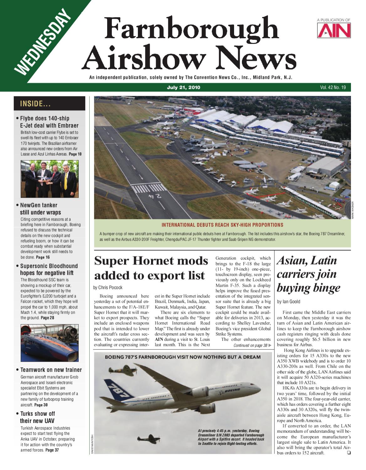 Farnborough Airshow News 7-21-10 by Aviation International News - Issuu