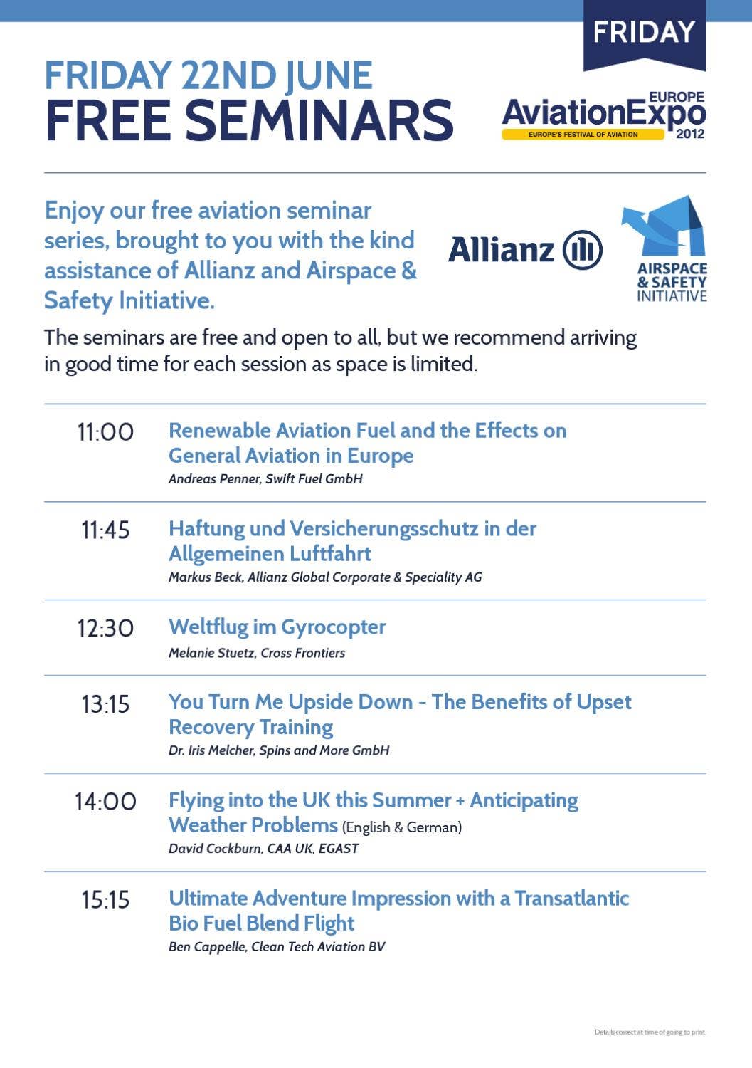 Aviation Seminar Series - AviationExpo Europe 2012 by AvBuyer Ltd. - Issuu