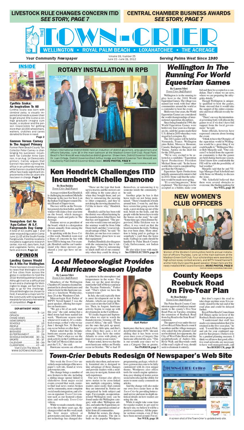 Town-Crier Newspaper June 22, 2012 by Wellington The Magazine LLC - Issuu