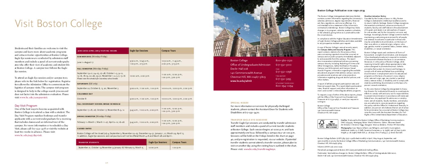 Boston College Undergraduate Bulletin by Boston College - Issuu