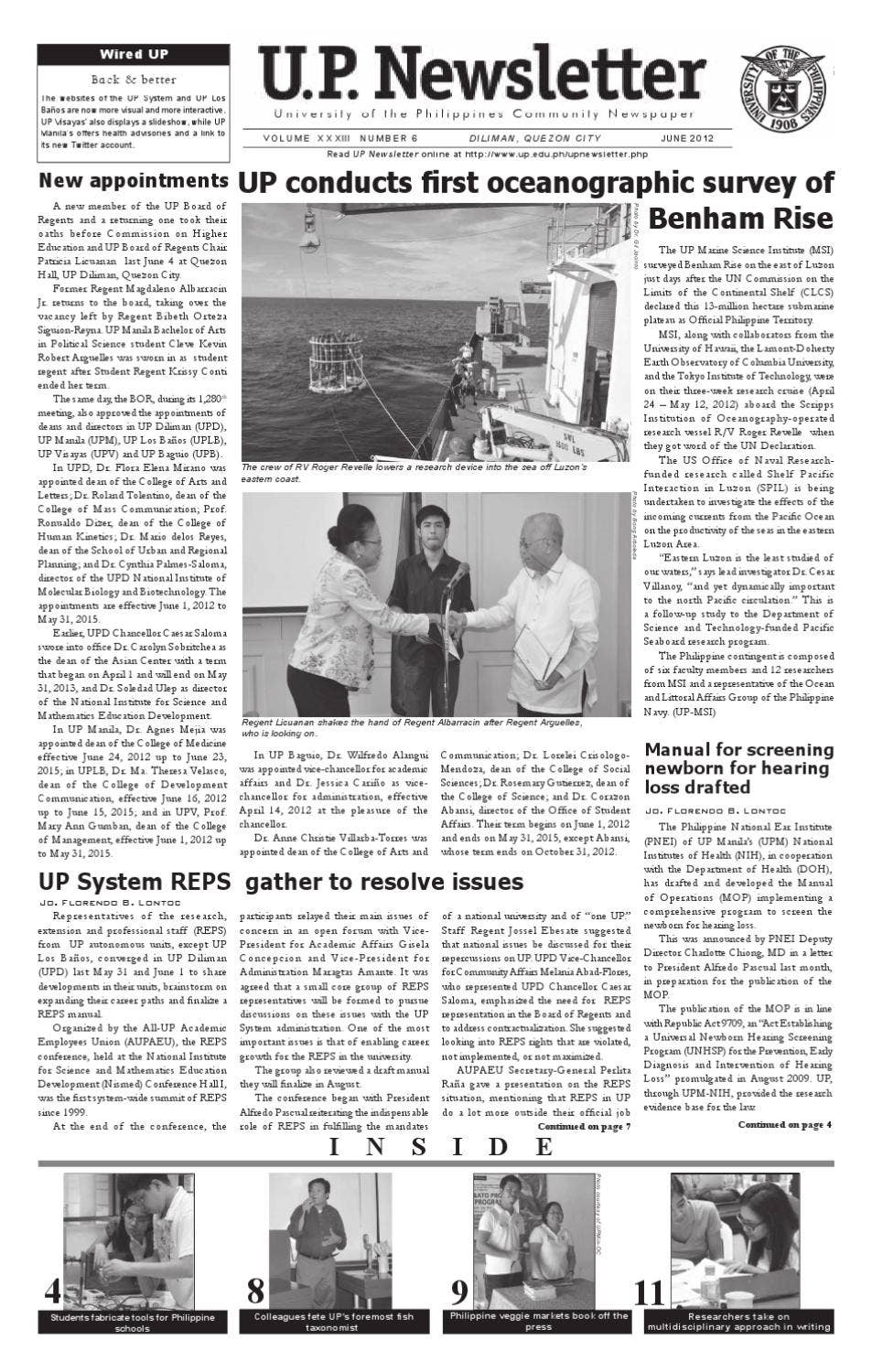UP Newsletter June 2012 by University of the Philippines - Issuu