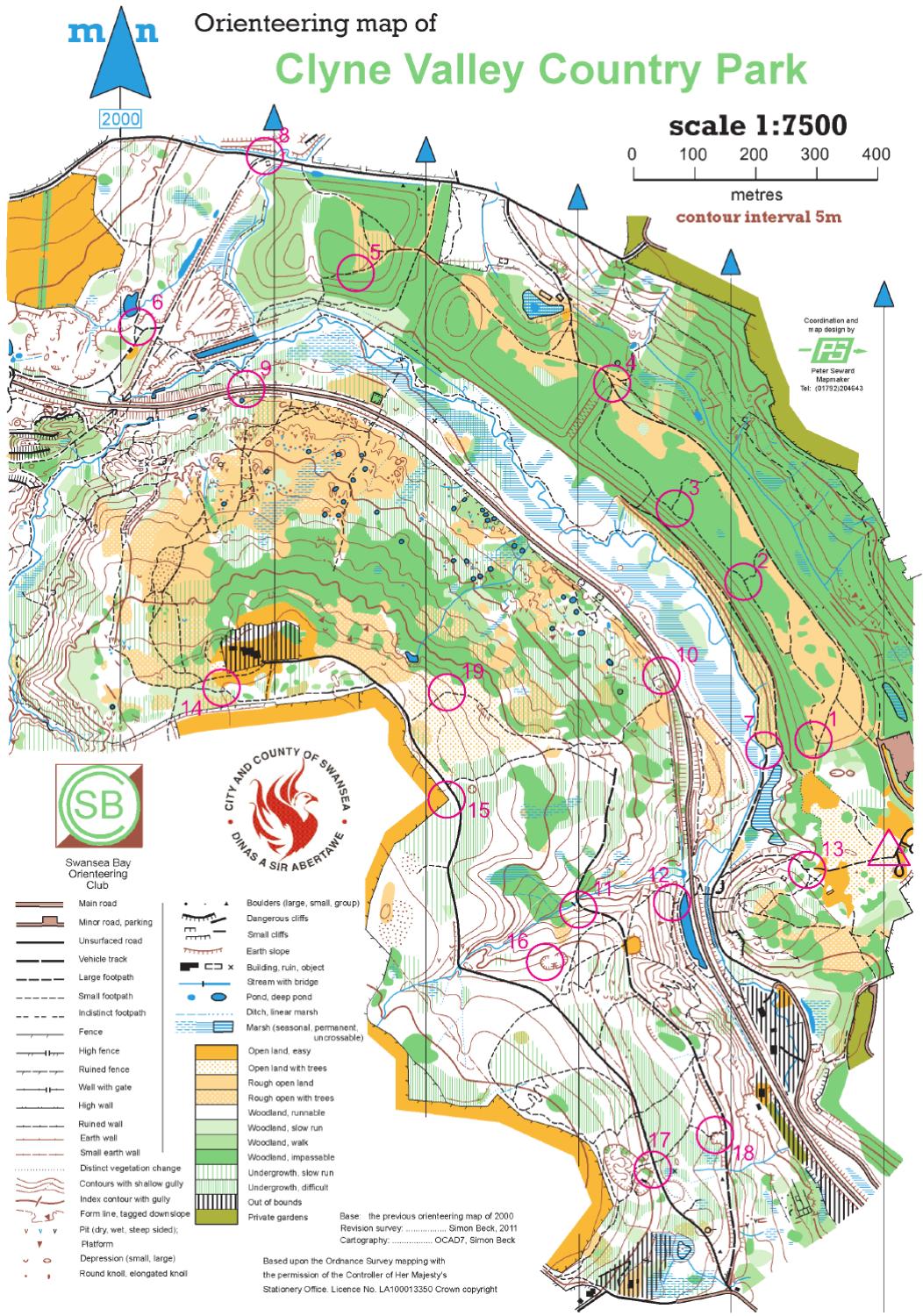 Map of Clyne Valley Coutry Park orienteering course by City and County ...