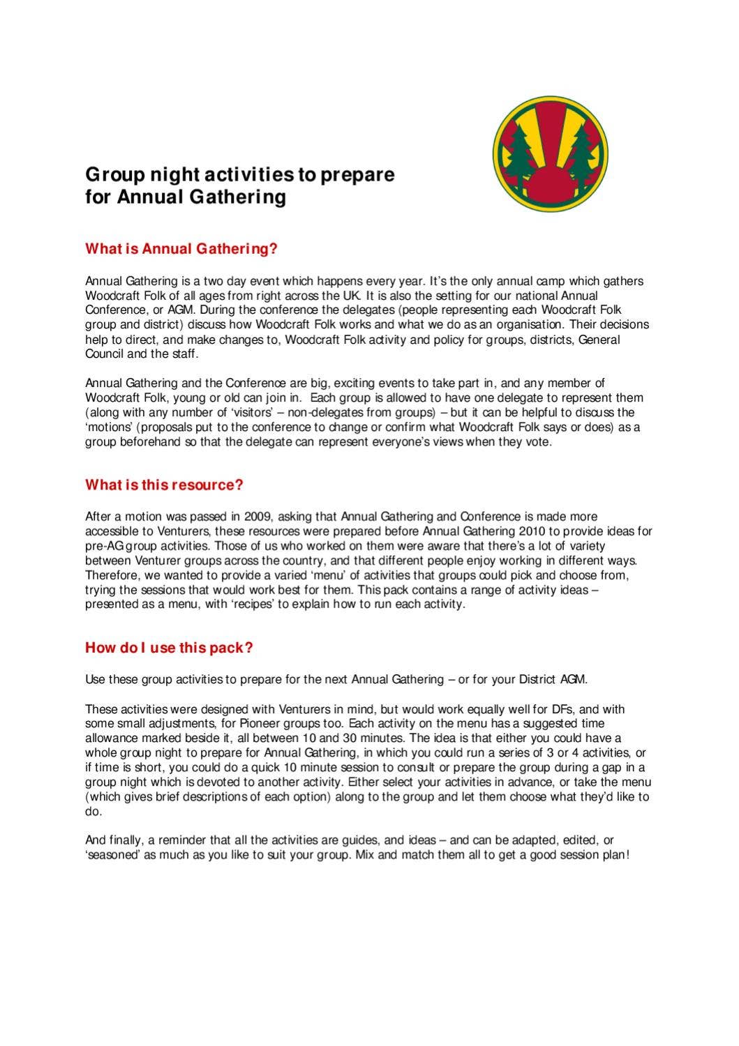 Prepare for Annual Gathering by Woodcraft Folk - Issuu