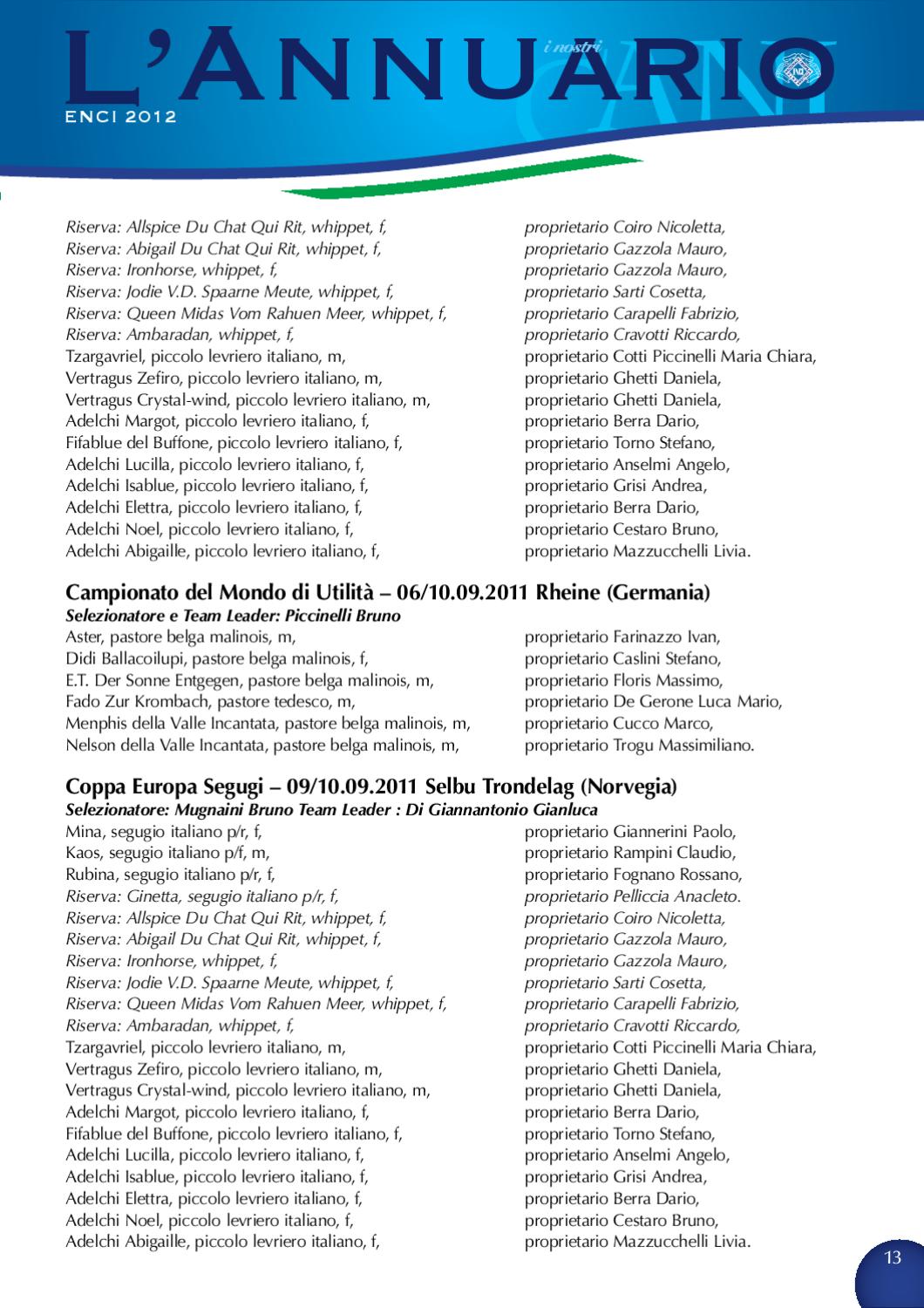 ENCI - Annuario 2012 by ENCI - Ente Nazionale Cinofilia Italiana - Issuu