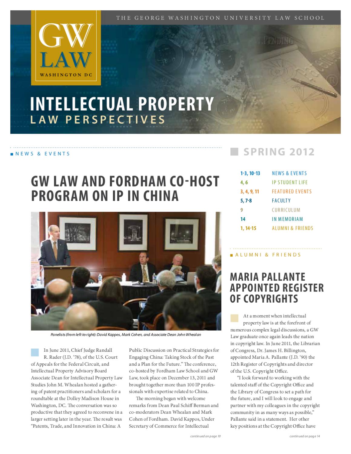 Intellectual Property Newsletter, Spring 2012 by The George Washington ...