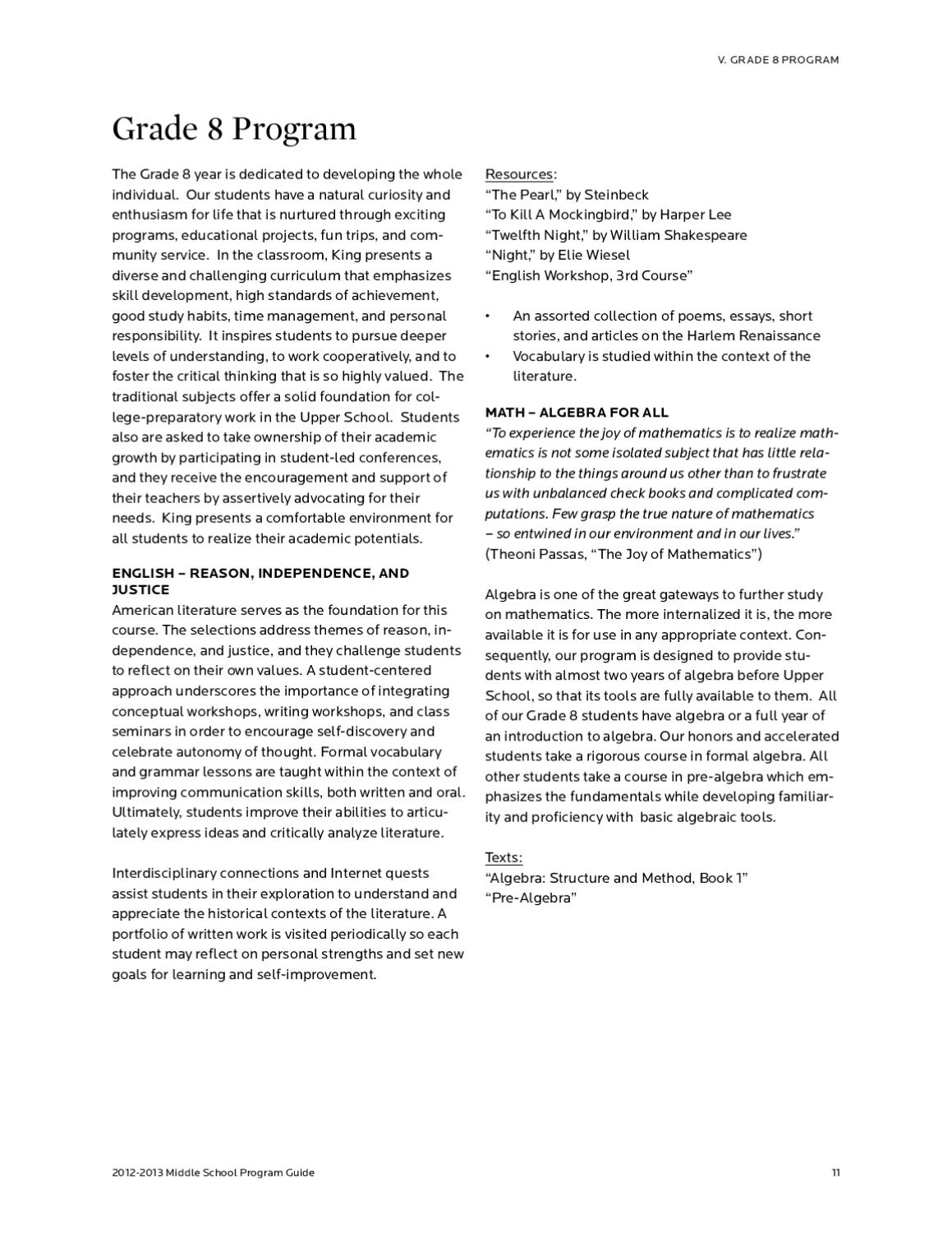 Grade 8 Program by King School - Issuu