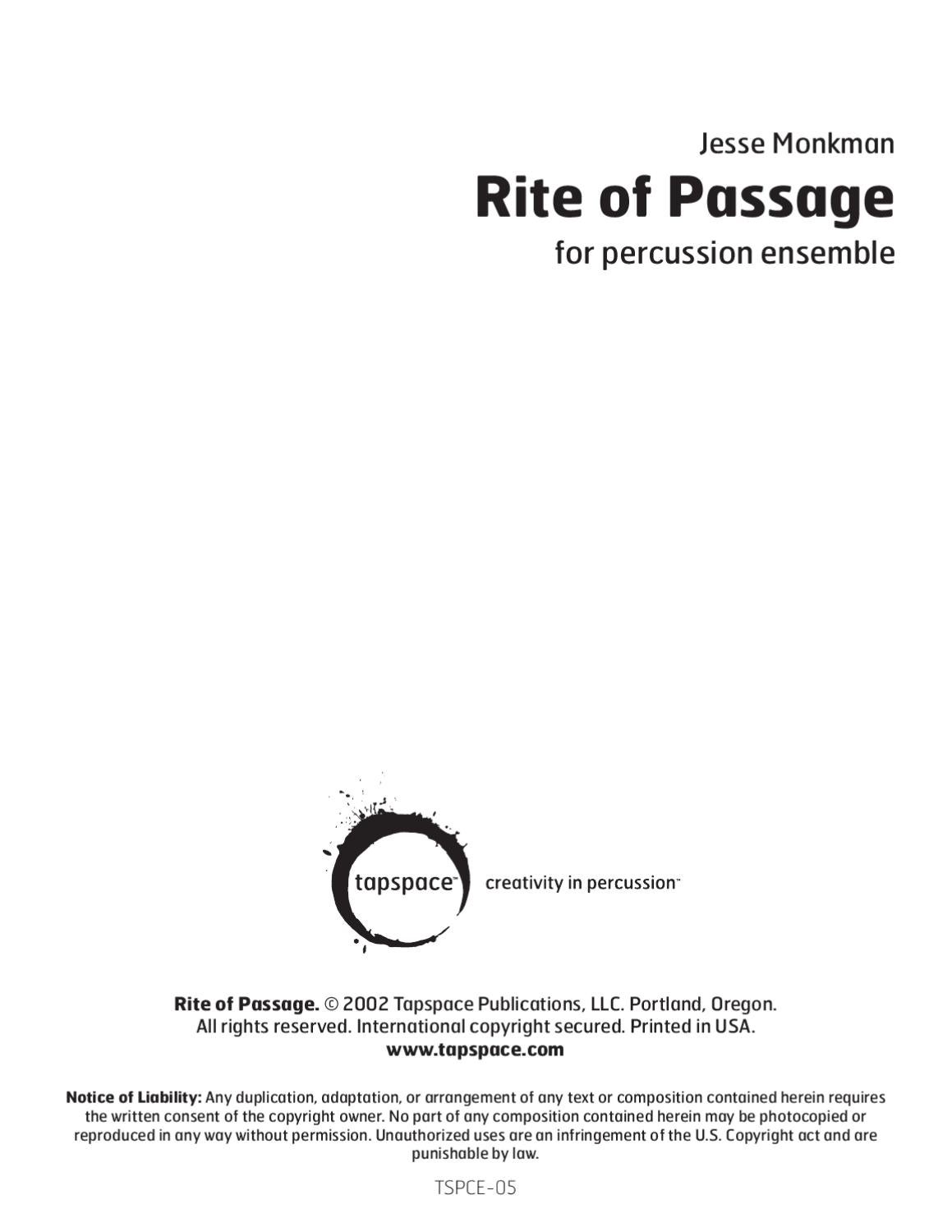 Rite of Passage by Tapspace - Issuu