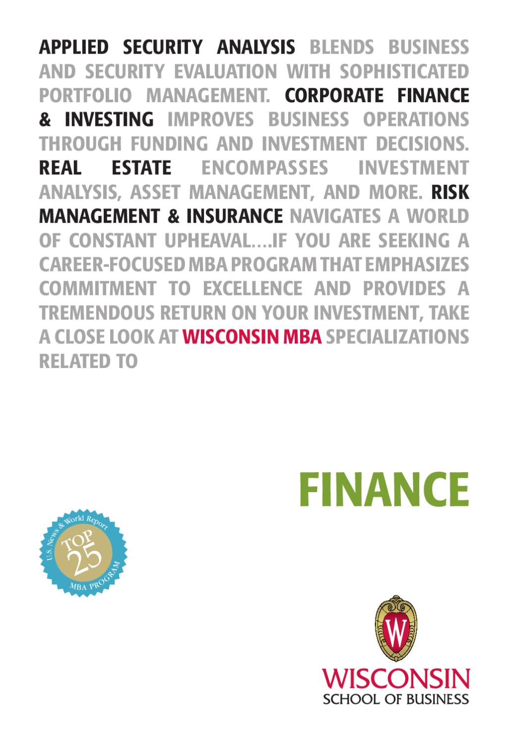 UW-Madison School of Business Finance MBA by University of Wisconsin ...