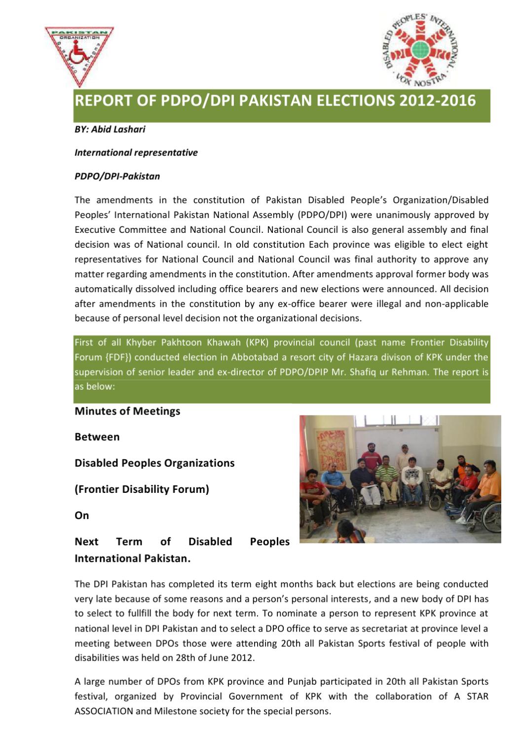 REPORT OF DPI PAKISTAN ELECTIONS 2012-2016 by PDPO - Issuu