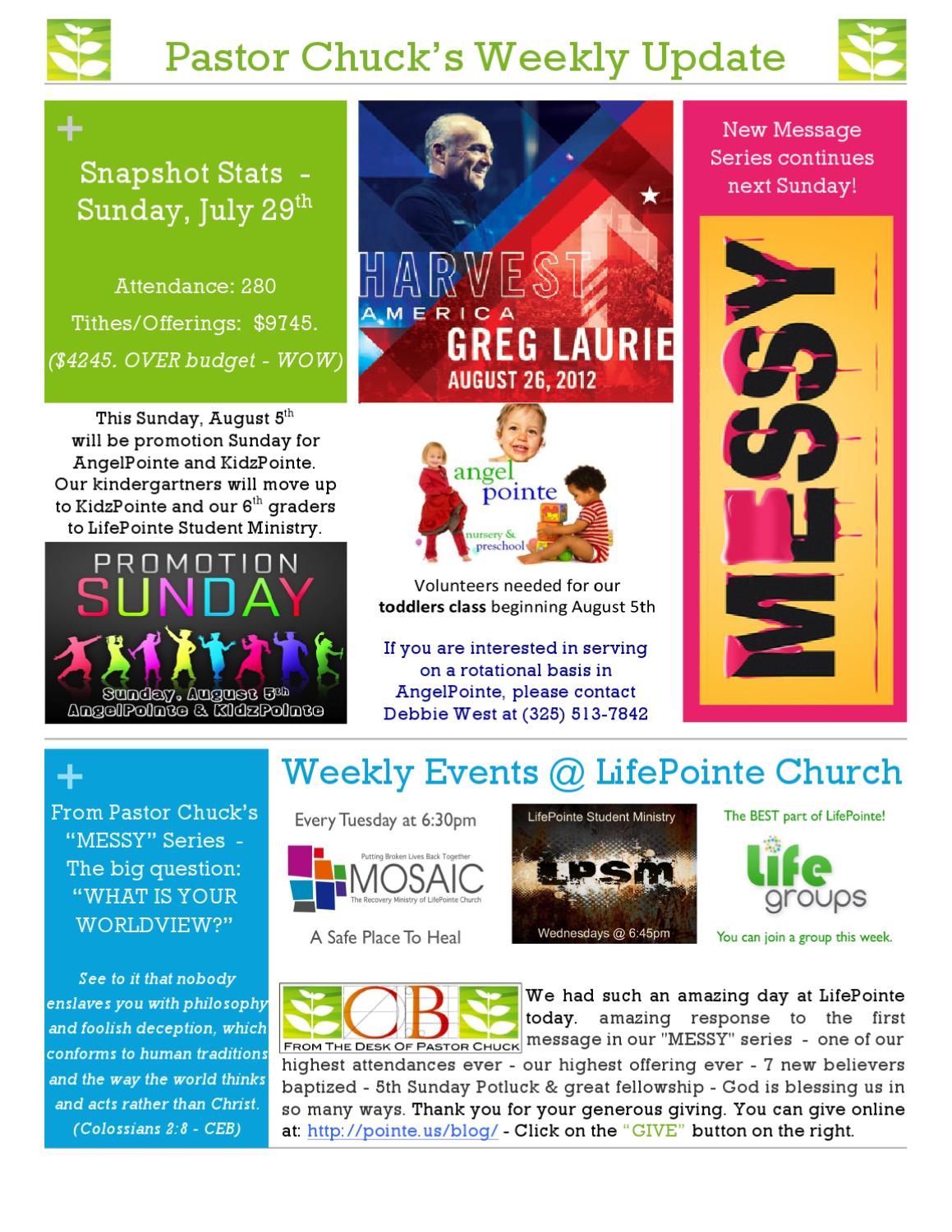 LifePointe Church - Pastor Chuck's Weekly Update - 07/2912 by Charles ...