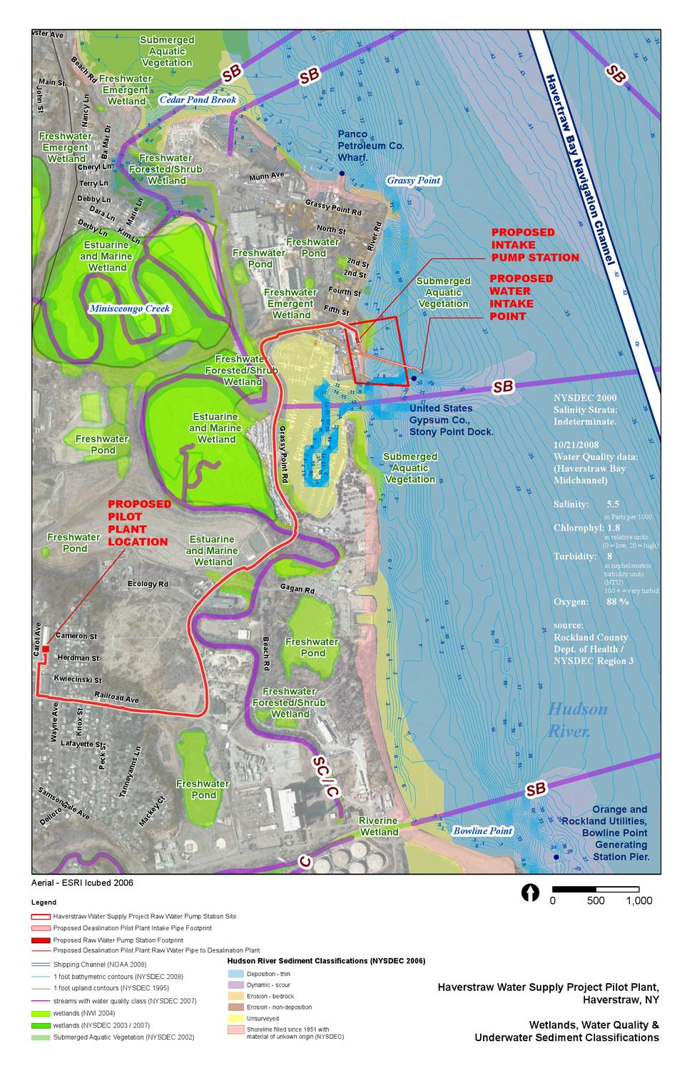 Haverstraw Desalination Plant Site Map with Hudson River Sediment ...