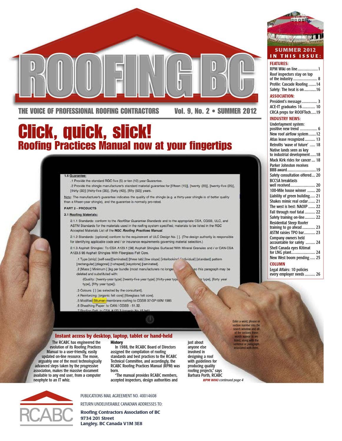 Roofing BC, Summer 2012 by RCABC - Issuu