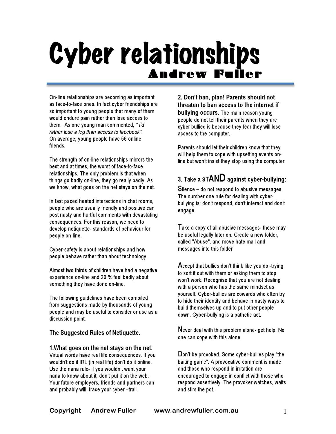 Cyber relationships - Andrew Fuller by St Andrews Lutheran College - Issuu