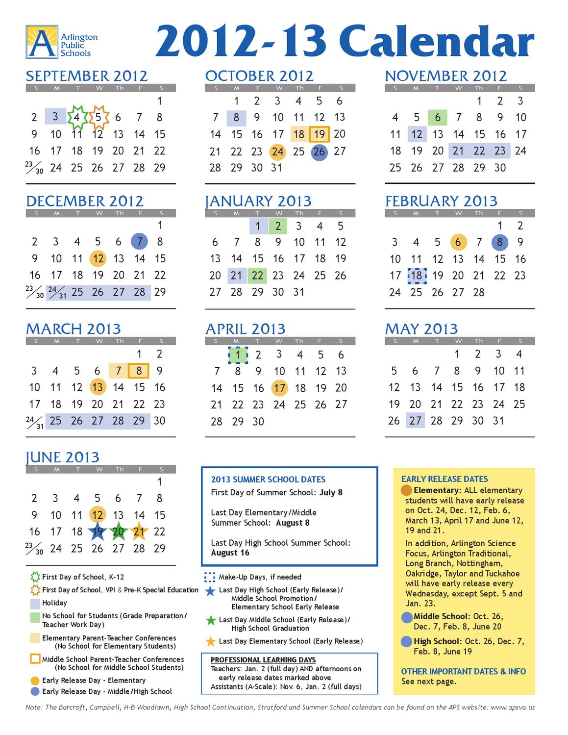 Arlington Public Schools Calendar 2012 2013 By Elizabeth Bouchard Issuu