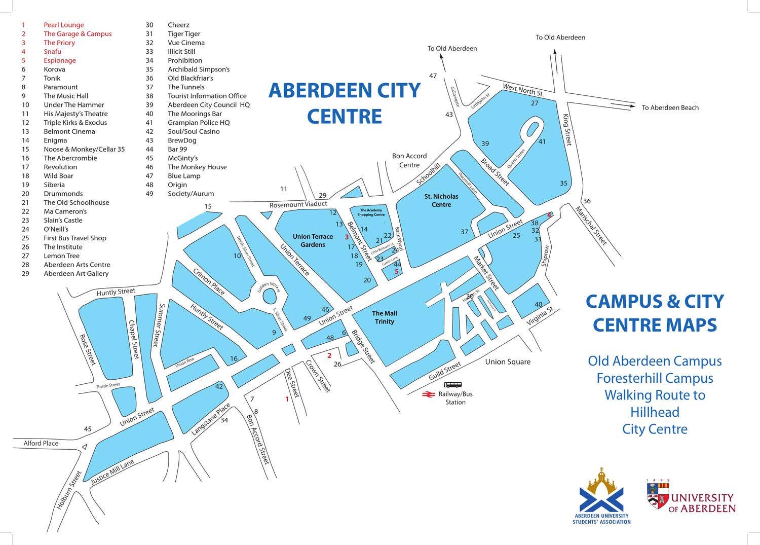 Aberdeen City Centre & University of Aberdeen Campus Maps by Aberdeen ...