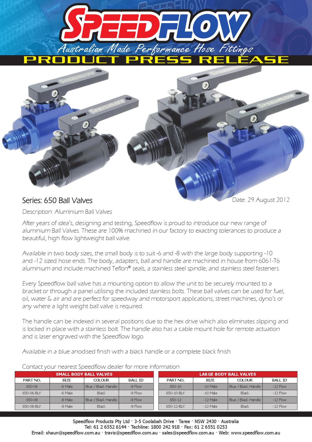 Speedflow Ball Valves by Speedflow Products Pty Ltd - Issuu